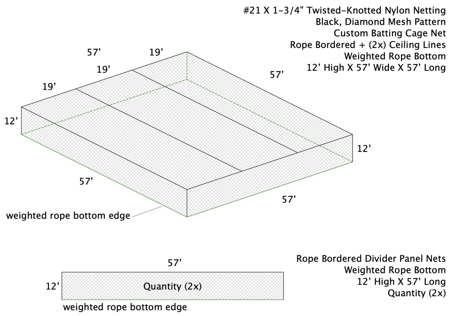 Athletic Facility Netting, Nets for Sports Training - Custom Netting ...